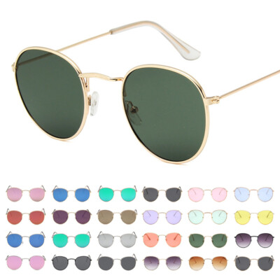 Small Round Sunglasses for Men Women Retro Metal Frame Circle Sun ...