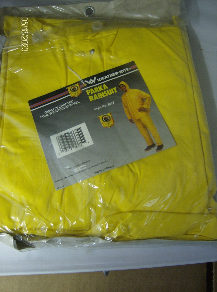 NOS. Men's Weather-Rite, yellow, 2 Piece Parka Rainsuit, Rain Outfit ...