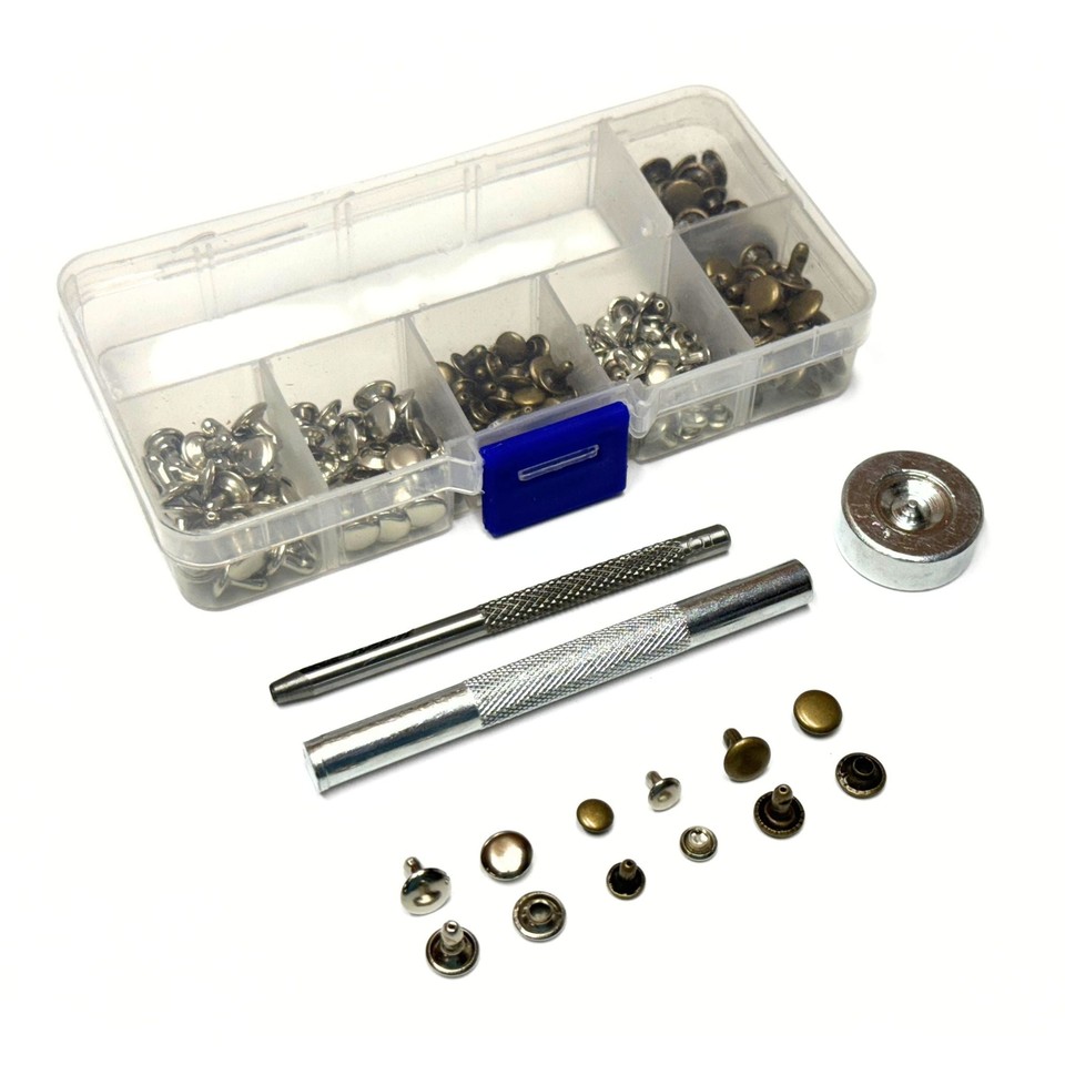 120 Piece Rivet Set with Hole Punch, Rivet Setter, and Storage Case | eBay