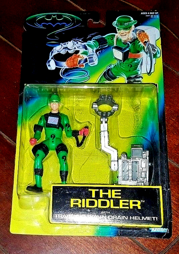 Batman Forever: THE RIDDLER Action Figure w/Capture Brain Drain Helmet ...