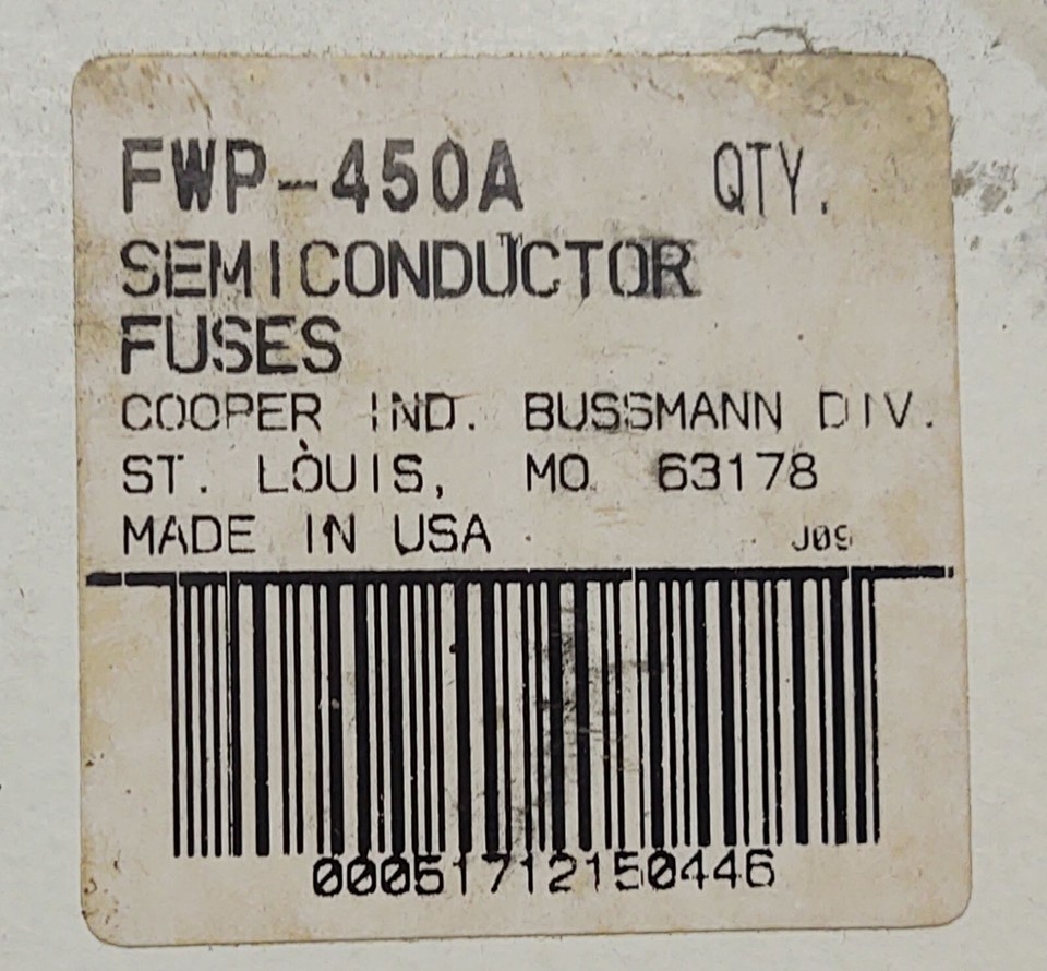 FWP-450A 700V AC/DC Semi Conductor Fuse Cooper Bussmann | eBay