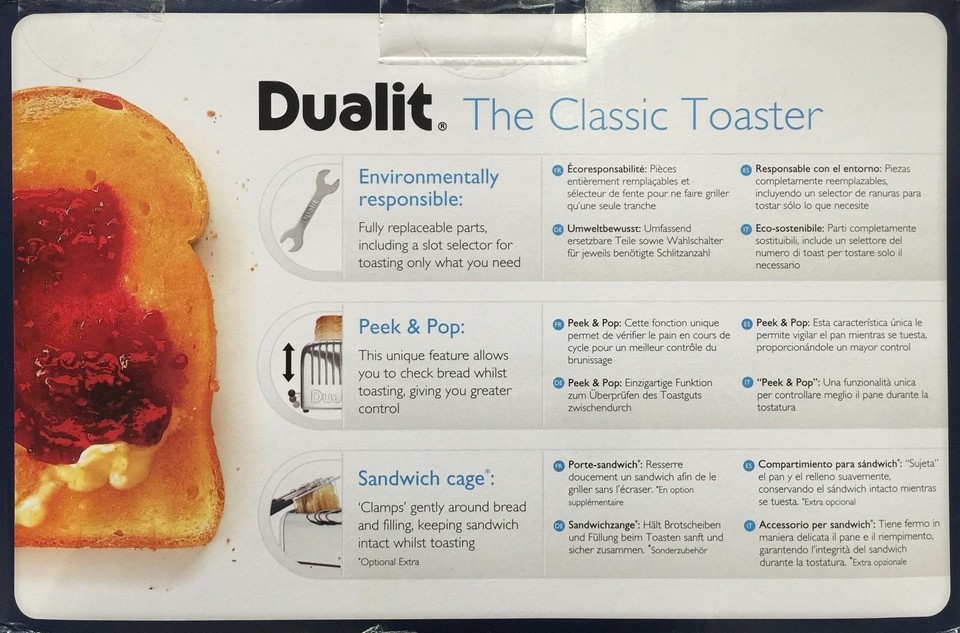 Dualit Classic 4 Slot Toaster With Sandwich Cage in Copper Spray Finish ...