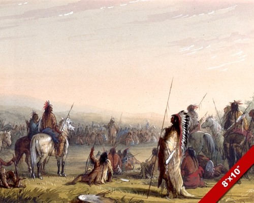 NATIVE AMERICAN INDIAN COUNCIL GATHERING MEETING PAINTING ART REAL ...