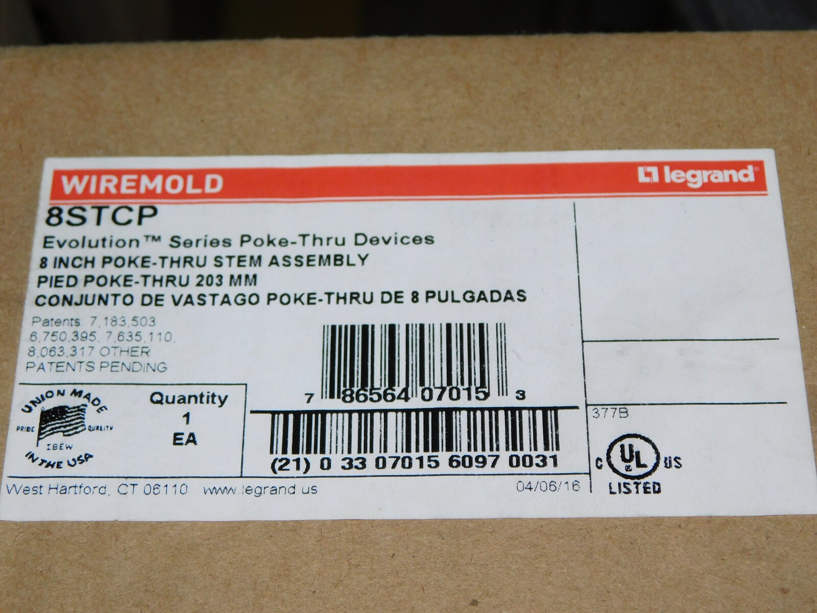 NEW Wiremold 8STCP Evolution Series 8AT Recessed Prewired Assembly 8 ...