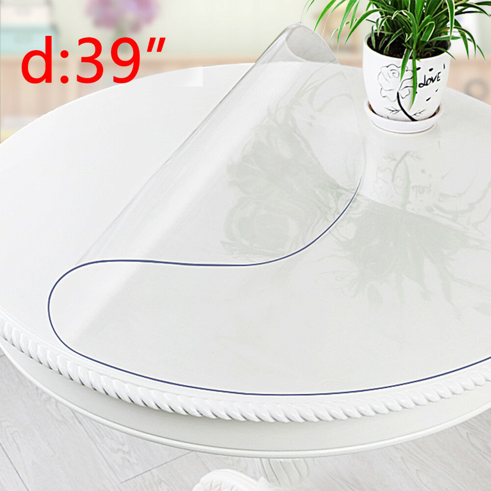 Round Clear PVC Plastic Transparent Protector Tablecloth Cover Wipe ...