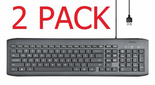 2 PACK Onn Surf 5FT Wired USEB Keyboard 104 Keys PC & MAC (100009052 ...