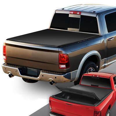 For 2009-2022 Ram 1500 2500 3500 6'4" Bed Soft Folding Tri-Fold Tonneau ...