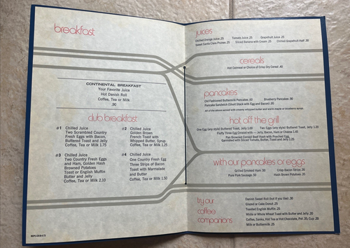 Vintage Amtrak Railroad Dining Car breakfast Menu 1973 Bi Fold | eBay