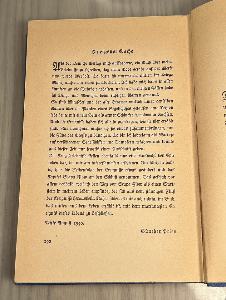 Mein Weg nach Scapa Flow Book Günther Prien, Deutschen Verlag, Berlin ...