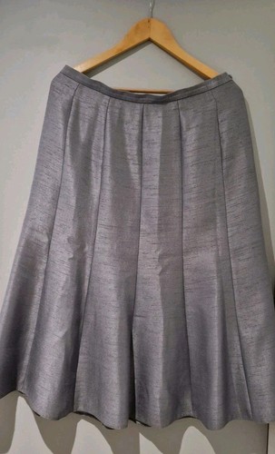 Women's Jacques Vert Grey Shimmer Pleated Midi Skirt Size 16UK | eBay