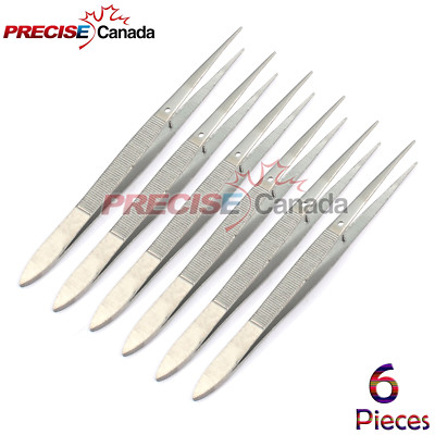 6 Pcs 4.5" Straight Splinter Forceps Tweezers Fine Point Surgical ...