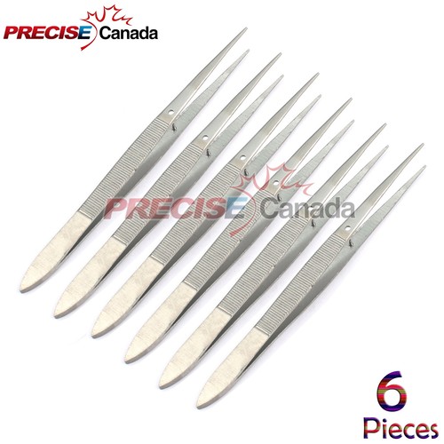6 Pcs 4.5" Straight Splinter Forceps Tweezers Fine Point Surgical ...