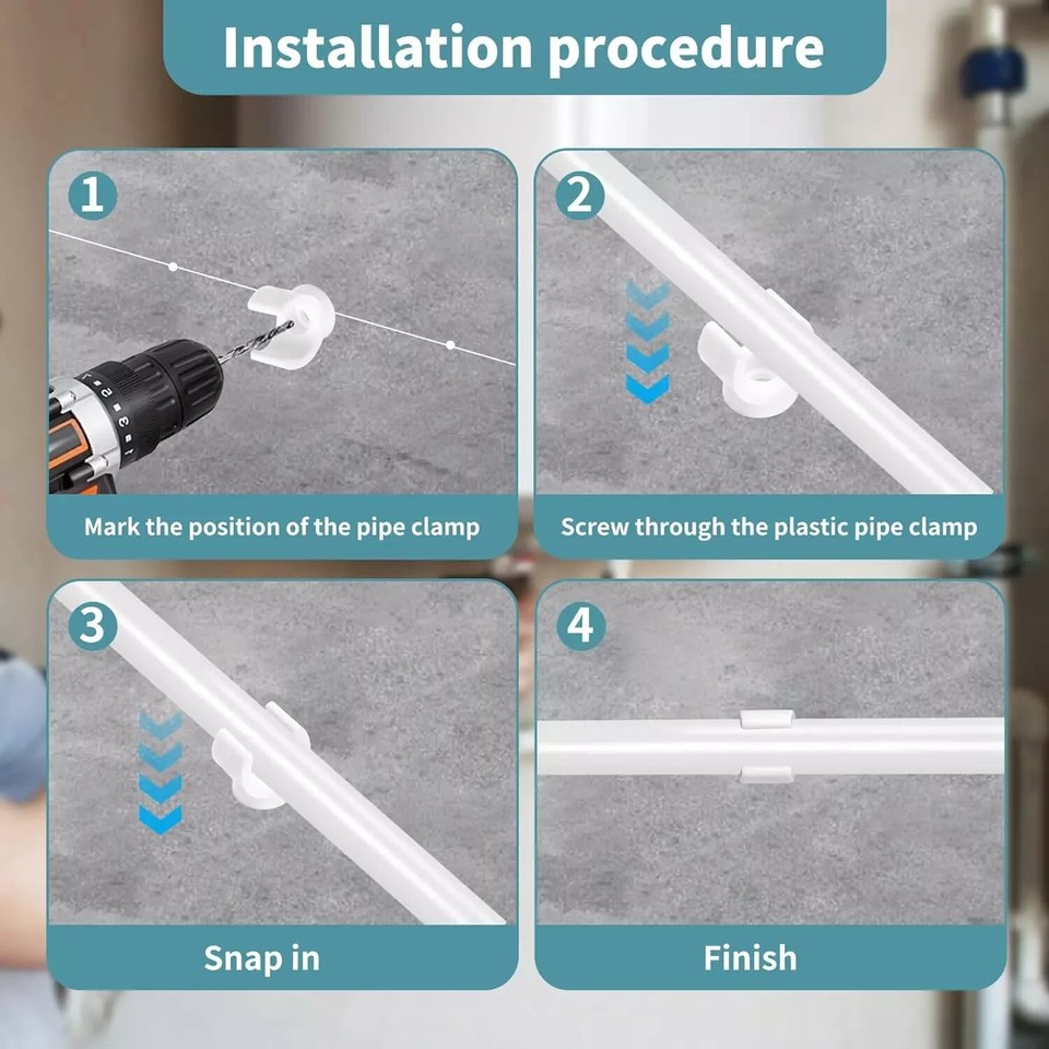 200Pcs 1/2 Inch PEX Pipe Clamps Holder PEX Clips Pipe U-Hook Support ...