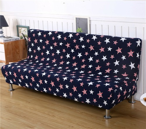 Printed Futon Cover Stretch Sofa Bed Cover Armless Couch Cover for ...