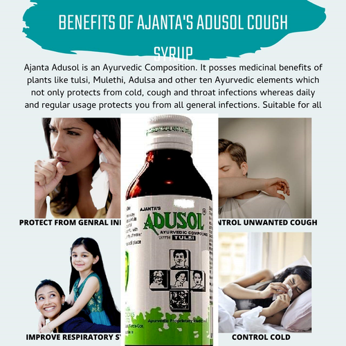 Sirop sec humide contre la toux Ajanta's Adusol Ayurvedic Adulsa 100 ml ...