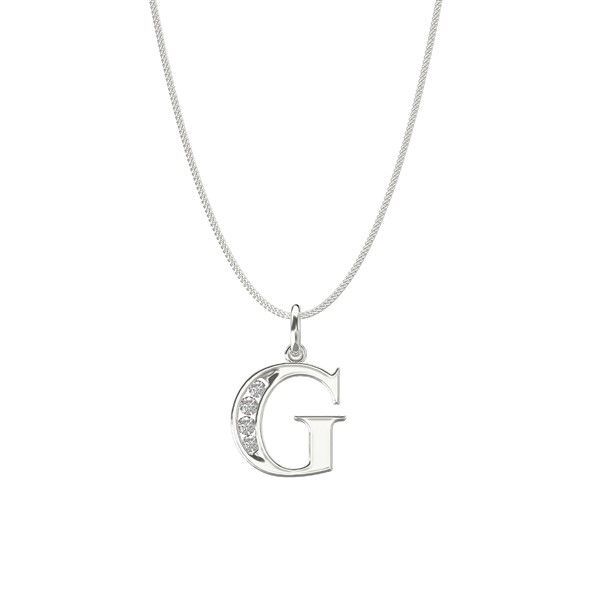 Sterling Silver CZ Initial Pendant G | eBay