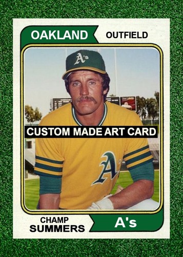 Champ Summers Oakland Athletics 1974 Style Custom Made Baseball Art ...