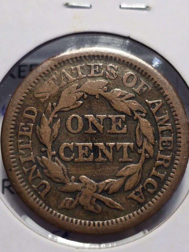 1855 Large Cent Counterstamp F.E.VOIGD. Very Nice Details! Pretty Coin ...
