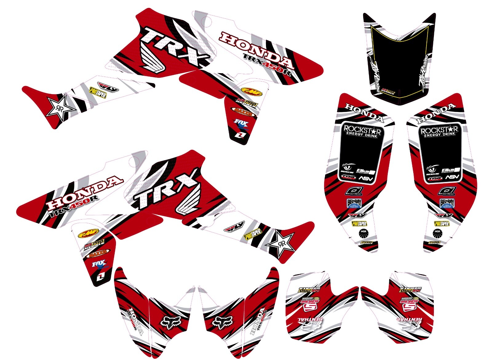 Fits Honda TRX450R TRX 450 2006 to 2024 full ATV graphic kit decals ...