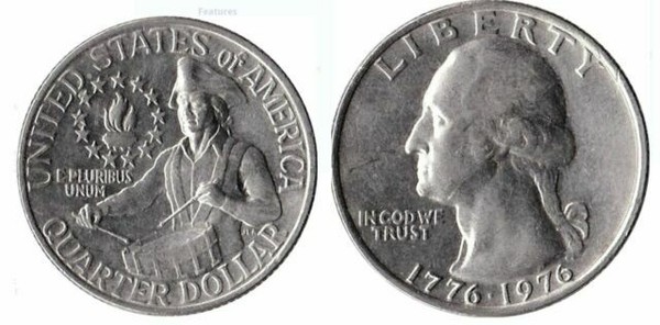 1776-1976 Bicentennial Washington Quarter 25 Cent Coin CIRULATED ...