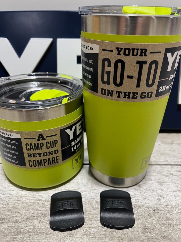 YETI 14oz Rambler MUG+20oz TUMBLER CHARTREUSE-RARE OG(Discontinued ...