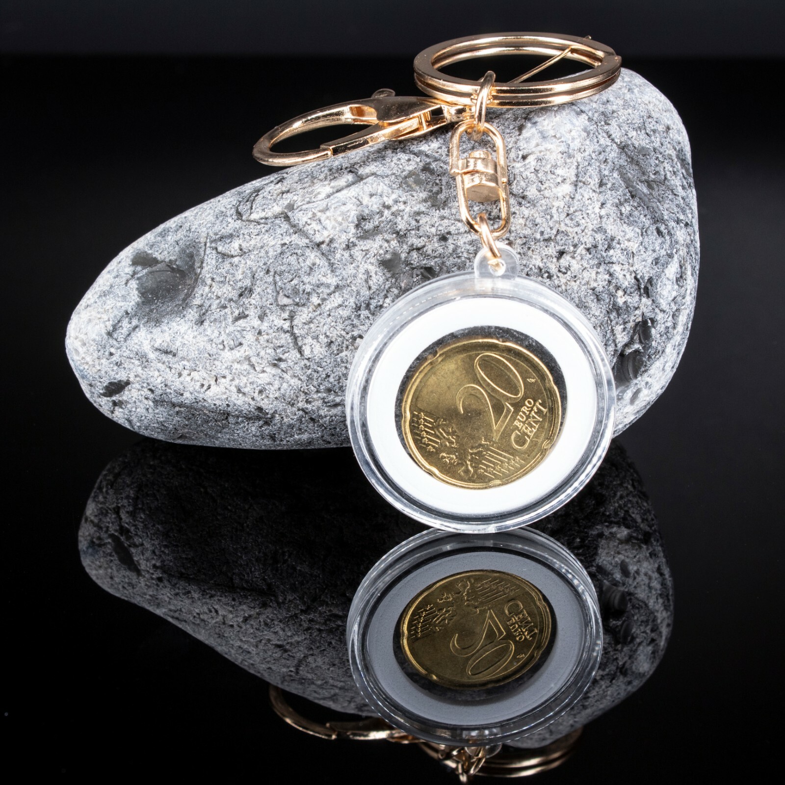 Acrylic Coin Holder, Keyring, Keychain, With Variant Coins, Euro Cents ...