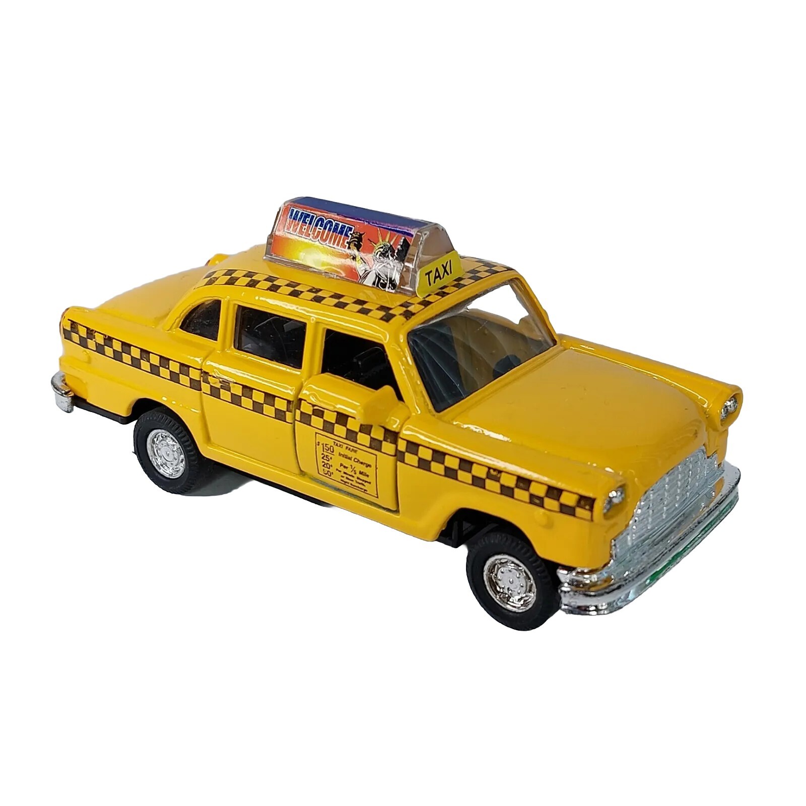 Yellow Taxi Cab Die Cast Classic New York City Pull Back Action Toy Car ...