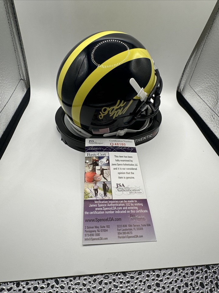 Dylan McCaffrey Signed Michigan Wolverines Mini Helmet JSA COA ...