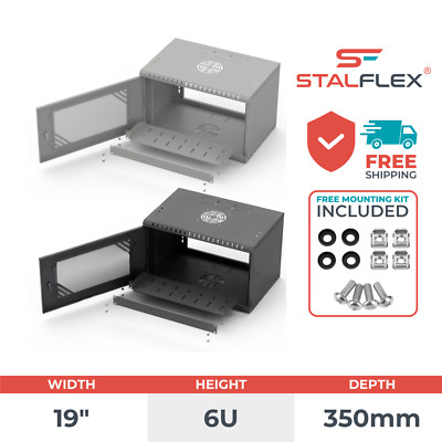 6U 19" Wall-Mounted Server Rack Cabinet Bundle -Data Coms Patch Panel ...