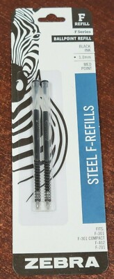 2 refills F-Refill for Zebra F-301 F301 F-402 F-701 Pen Black 1.0mm ...