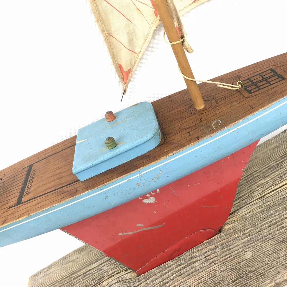 Vintage 20” Keystone Pond Sail Boat Nautical Toy w/ Original Parts ...
