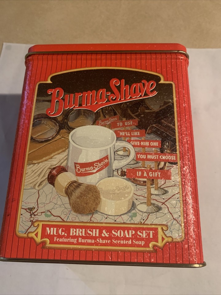 Burma Shave Gift Set, Mug, Brush, Soap, Collectible Shaving, metal deco ...