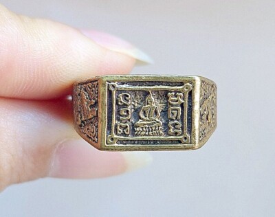 Ring Merit LP Doo Yant Buddha Amulet Wealth Thai Rare Talisman Size US ...
