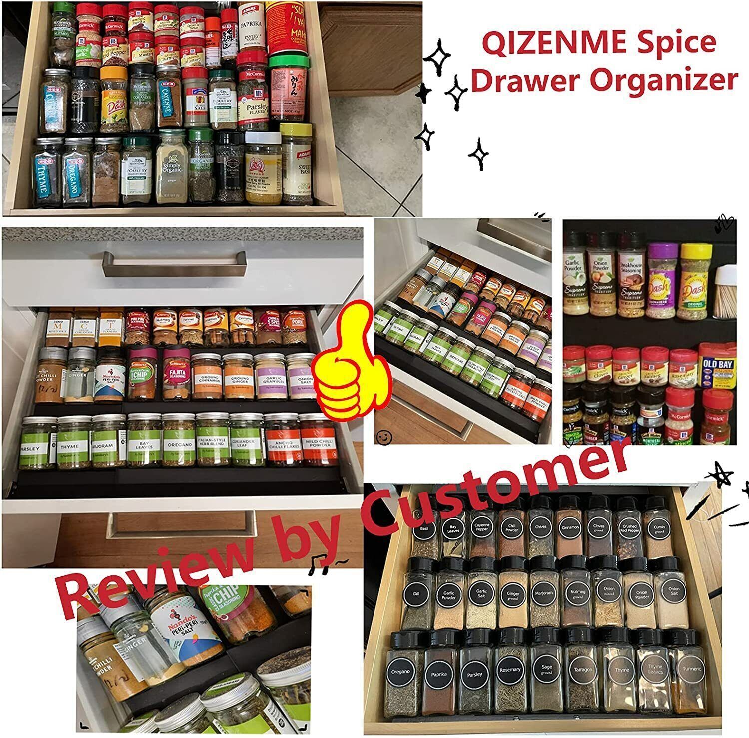 Spice Rack Drawer Organizer, 4 Tier Expandable 30cm to 59cm Seasonings ...