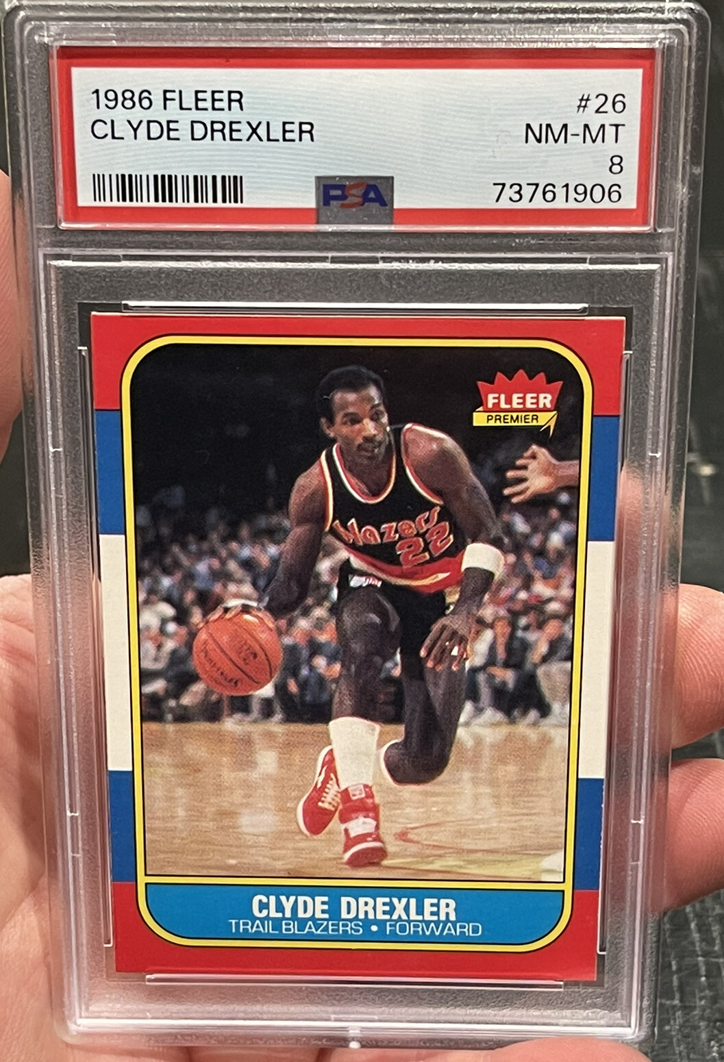 1986 Fleer Clyde Drexler ROOKIE PSA 8 NM-MT (JUST GRADED) #26 Blazers ...