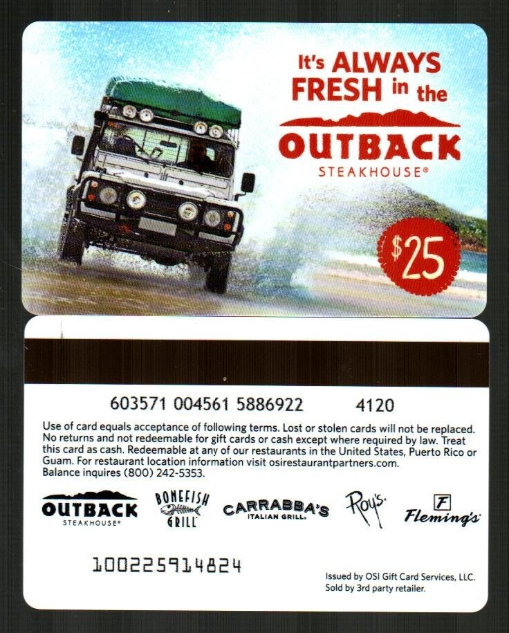 OUTBACK STEAKHOUSE Outback Off Roading ( 2011 ) Gift Card ( $0 ) | eBay