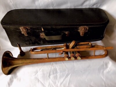 RARE Antique C. 1930 Kalison MOP PEARL Inlay Trumpet w/ ORIG. Leather ...