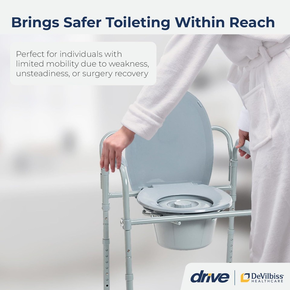 Safety Adult Bedside Commode Chair Potty Toilet Seat Folding Bathroom ...