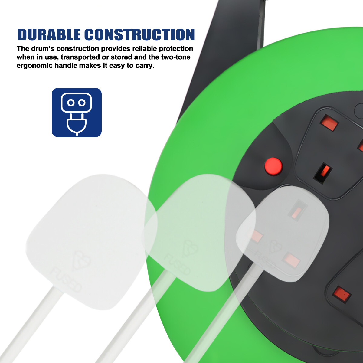 Extension Cable Reel 13Amp 4 Sockets Garden Tools Light 5/10/15/25/50m ...