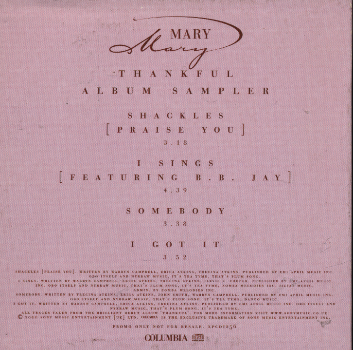 Mary Mary: Thankful ALBUM SAMPLER CD Album | eBay UK