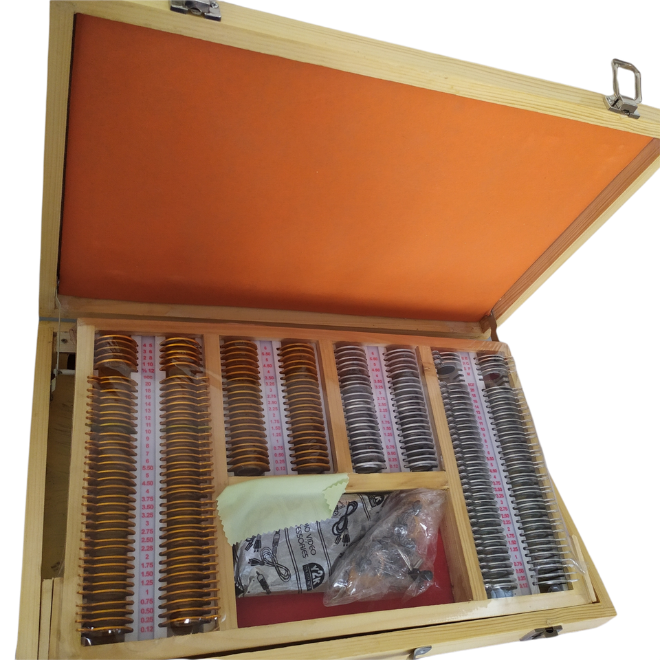225 Pcs Refraction Box Trial Lens Set Wooden Case Optometry kit Free ...