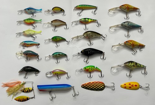 Lot of 24 Fishing Lures 3-5” Most Crankbait Musky Pike Bass Rapala ...