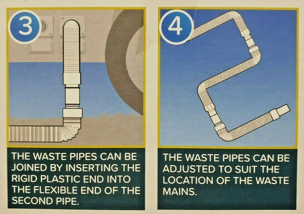Colapz Flexi Waste Pipe Kit (4 Pipes) with Storage Bag and Cleaning ...