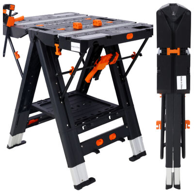 Portable Folding Work Table, 2-in-1 Sawhorse & Workbench, 31" x 25" w ...