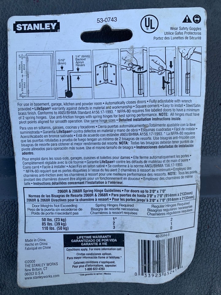 Stanley 53-0743 / CD2060R Automatic 3.5” Door Closing Hinge Satin Brass | eBay