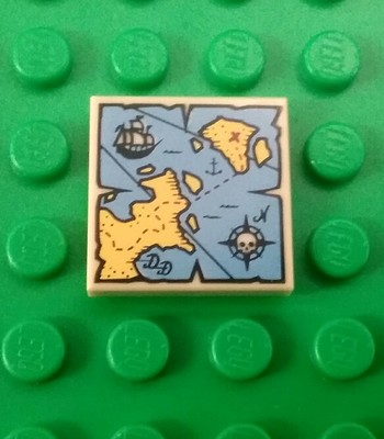 *NEW* Lego Treasure Map 2x2 Stud Tile Plate Pirates Minifigs Figs x 1 ...
