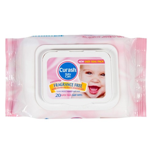 CURASH BABY WIPES FRAGRANCE FREE TRAVEL 20 BABYCARE PACK X - 20PK ...