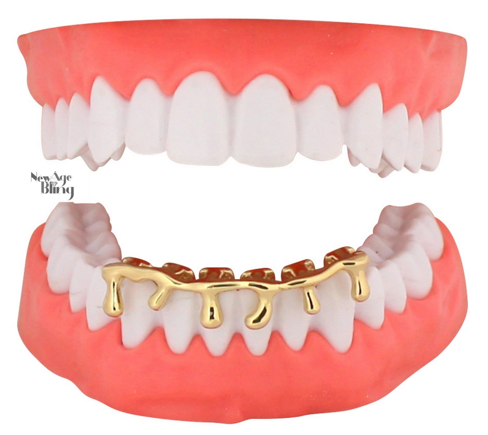 Bottom Piece Drip Grillz Custom Fit 14k Gold Plated Teeth Caps Lower ...