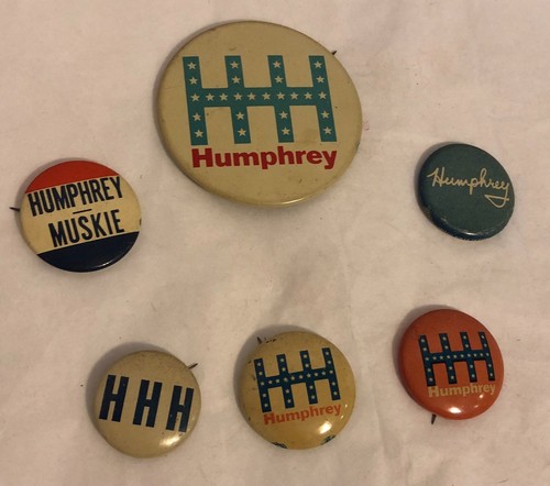 6 Vintage President Hubert Humphrey Political Campaign Pinback Buttons ...