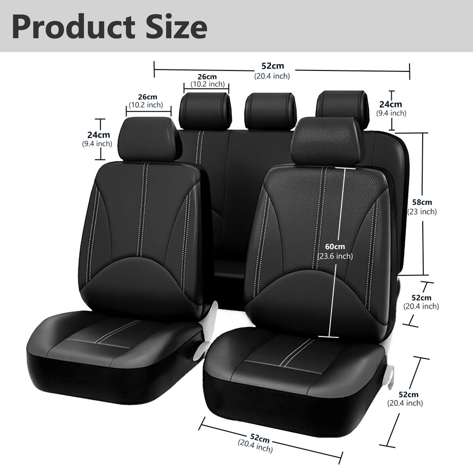 For Ford Car Seat Covers Full Set Leather Front Rear 2/5 Seaters ...